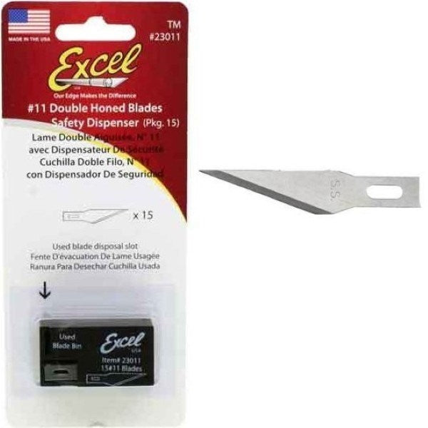 Excel 23011 #11 Double Honed Blades (15 Pack w/Dispenser) — Hobby City NZ
